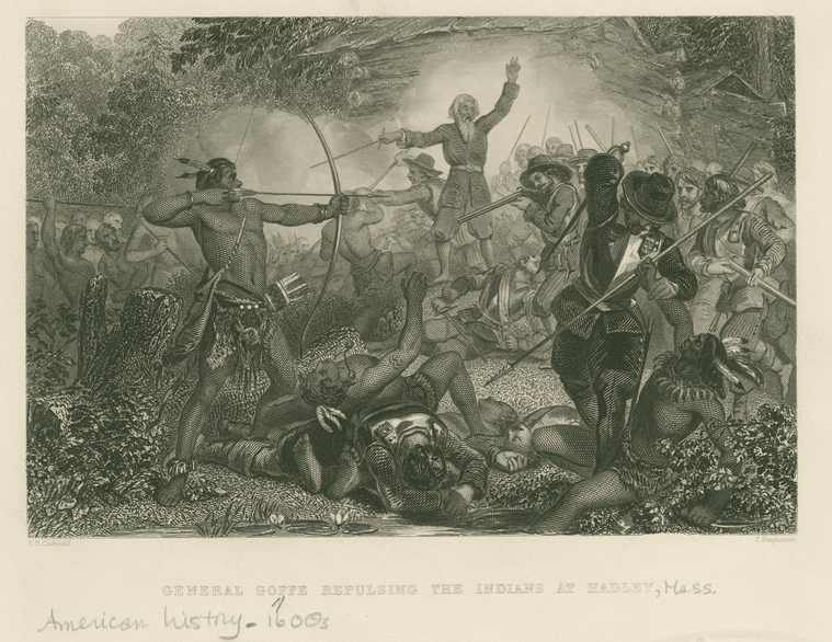 General Goffe repulsing the Indians at Hadley - NYPL Digital Collections