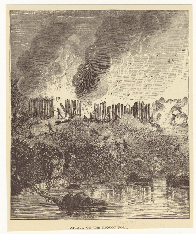 Attack on the Pequot Fort - NYPL Digital Collections