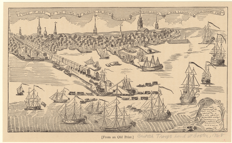 British troops land at Boston, 1768 - NYPL Digital Collections