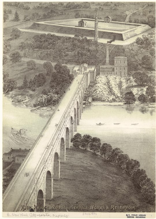 High Bridge and high service works & reservoir - NYPL Digital Collections