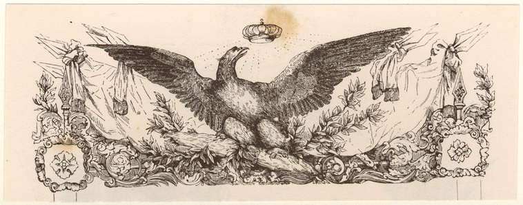 Crown hovering over bird - NYPL Digital Collections