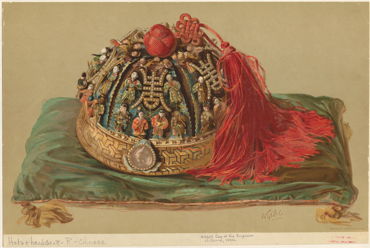 Cap of the emperor of China, 1800s - NYPL Digital Collections