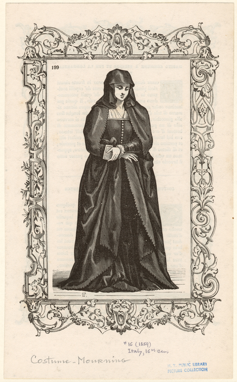 Woman in mourning dress, Italy, 16th century - NYPL Digital Collections