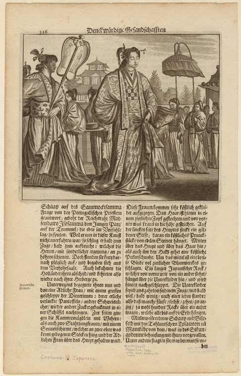 Japanese lady with her servants, 1600s - NYPL Digital Collections