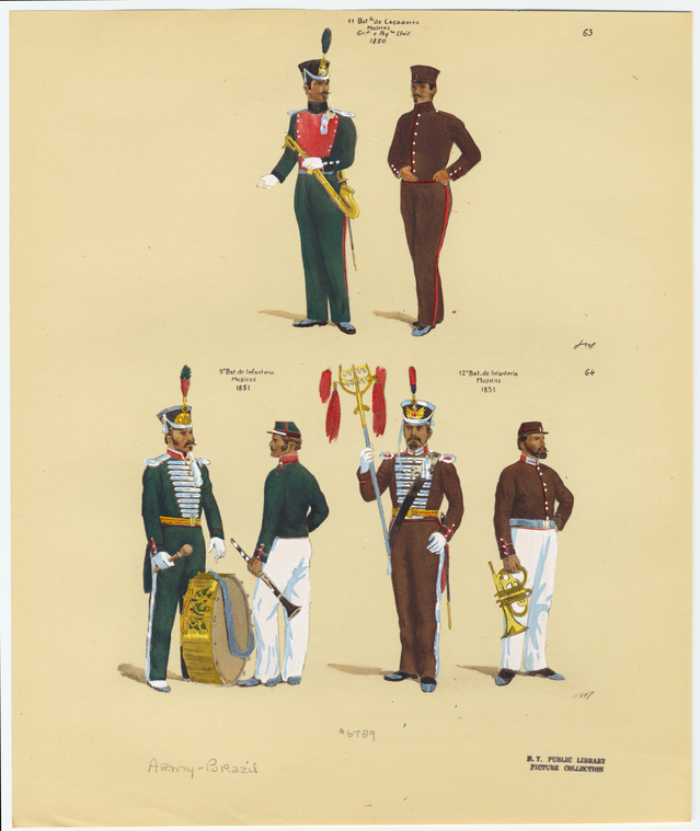 Brazilian military uniforms, 1850-1851 - NYPL Digital Collections