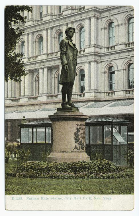 Nathan Hale Statue, City Hall Park, New York - NYPL Digital Collections