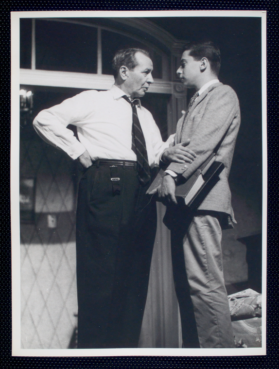 Brandon Peters and Mark Rydell in the stage production Blue Denim ...