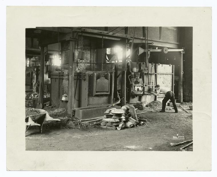 Stirring Iron in a Puddling Furnace. - NYPL Digital Collections
