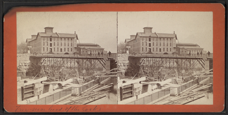 View near head of the locks & Holly building, Lockport. - NYPL Digital ...