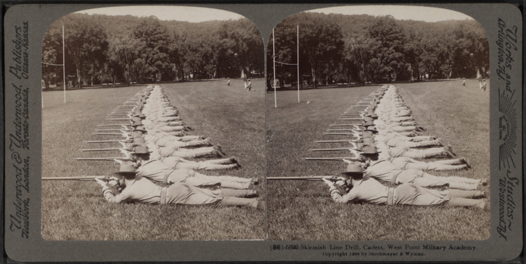 Skirmish line drill, cadets, West Point Military Academy. - NYPL ...