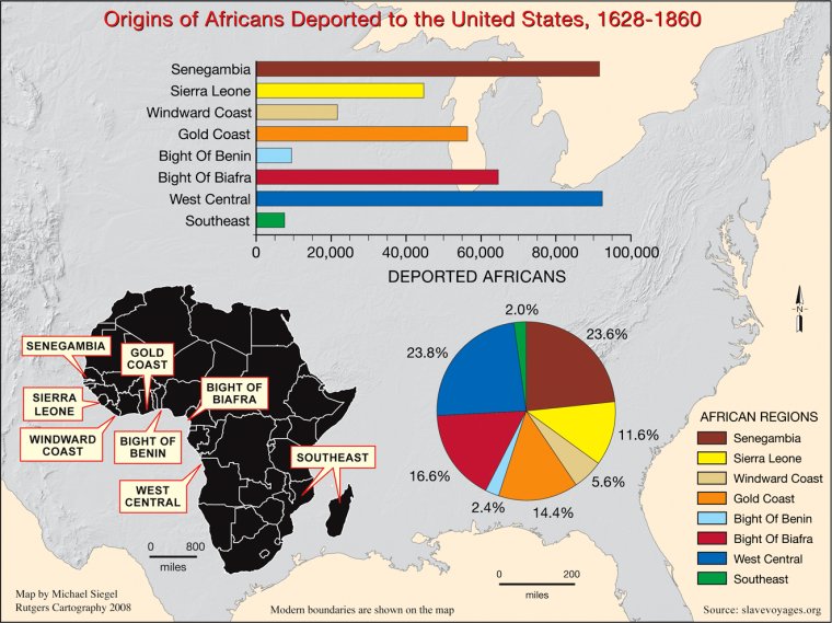 Origins of Africans deported to the United States, 1628-1860 - NYPL ...
