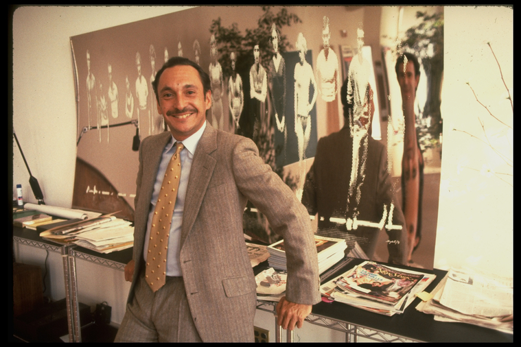 Publicity shot of director/choreographer Michael Bennett in his offices ...