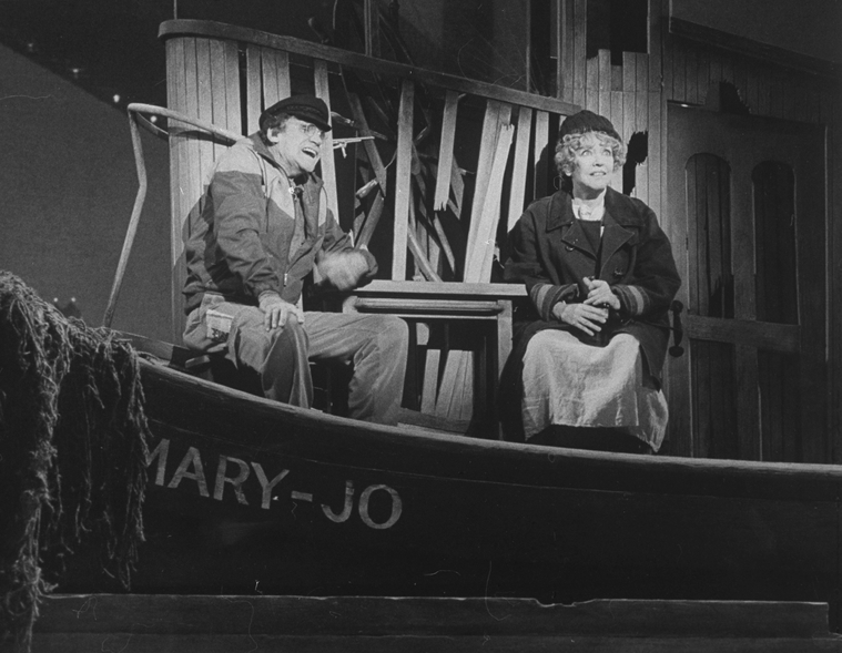 Actors Dorothy Loudon and Ronny Graham in a scene from the pre-Broadway ...