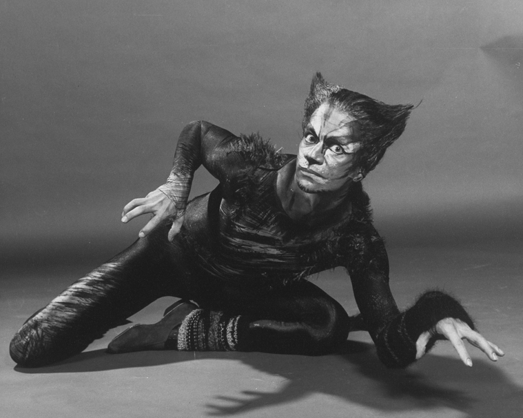 A performer in a scene from the Broadway production of the musical ...