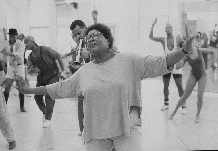 Mary Bond Davis (C) rehearsing a scene from the Broadway production of ...