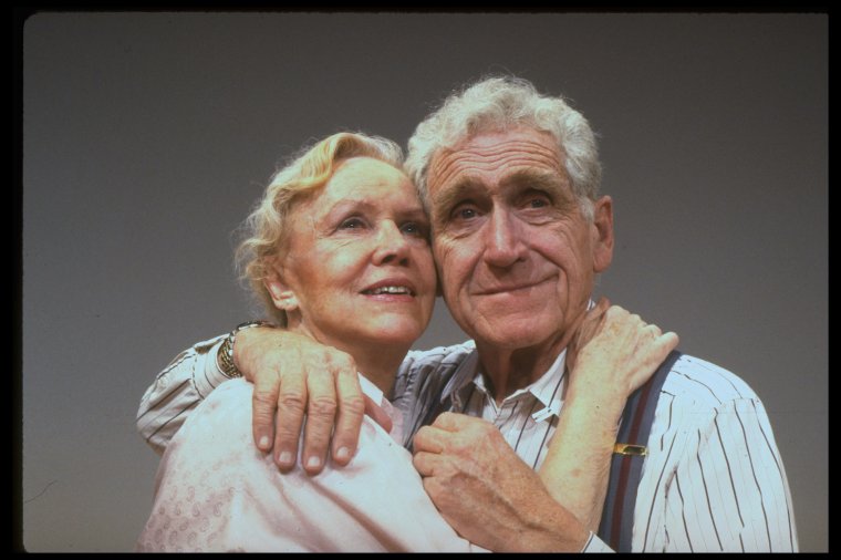 Actors Audra Lindley and James Whitmore in scene fr. the Off-Broadway ...