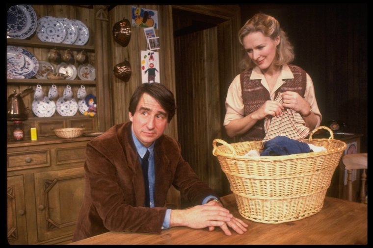 Actors Sam Waterston & Glenn Close in a scene fr. the Broadway play ...
