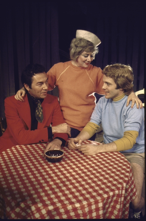 Actors (L-R) Alan Mixon, Helena Carroll and David Huffman in a scene ...
