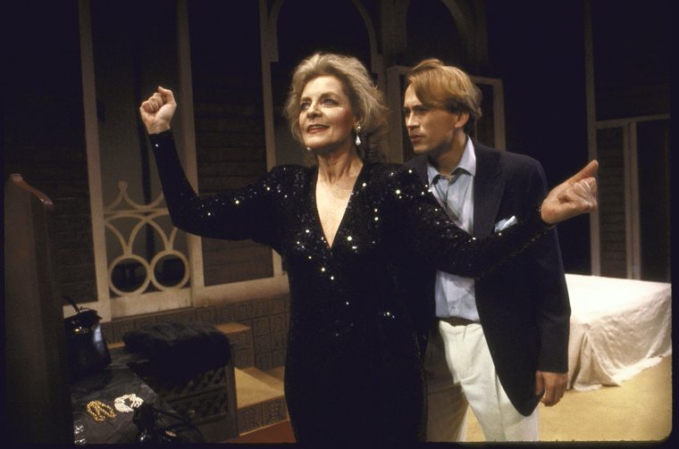Actors Lauren Bacall and Mark Soper in a scene from the revival of the ...