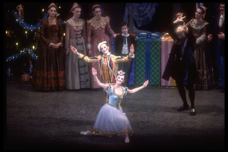 Act I party scene with dancing dolls, Kathleen Tracey as Harlequin and ...