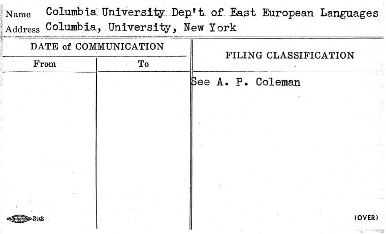 Columbia University Dep't of East European Languages - NYPL Digital ...