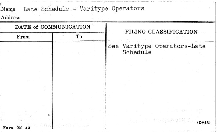 Late Schedule - Varitype Operators - NYPL Digital Collections