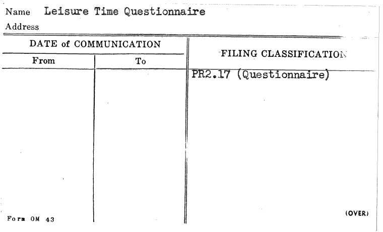 Leisure Time Questionnaire - NYPL Digital Collections