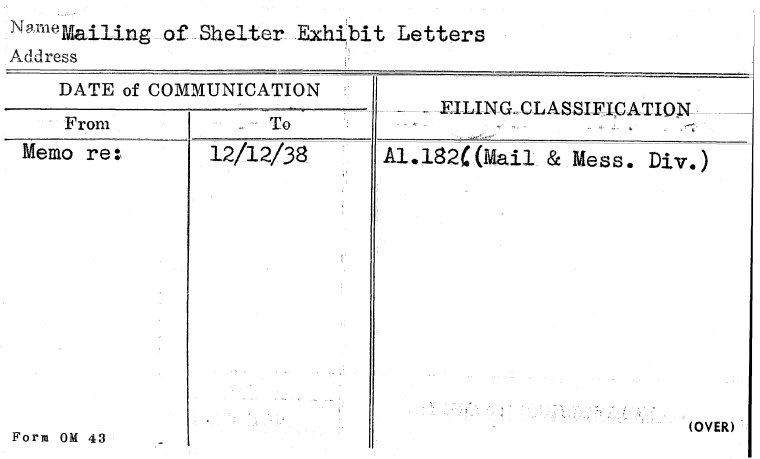 Mailing of Shelter Exhibit Letters - NYPL Digital Collections