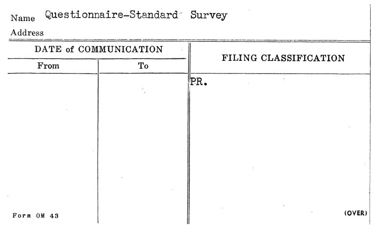 Questionnaire-Standard Survey - NYPL Digital Collections