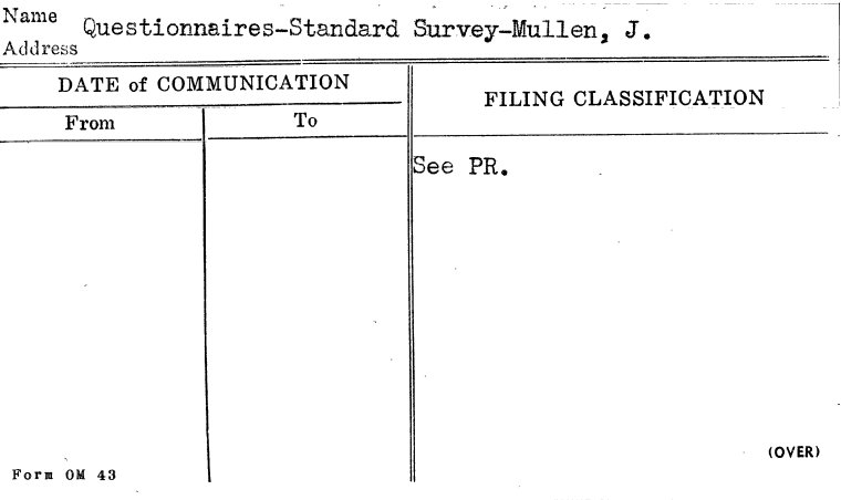 Questionnaires-Standard Survey-Mullen, J. - NYPL Digital Collections